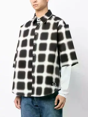 COUNTY OF MILAN Blurred Windowpane-print Shirt