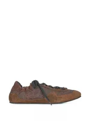 Cecilie Bahnsen Blaise Floral-embroidered Sneakers - Brown