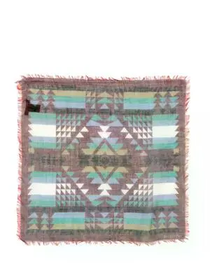 Valentino Garavani Geometric-pattern Frayed Scarf - Red