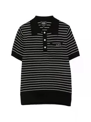 A.p.c. Striped Short-sleeve Polo Shirt - Black