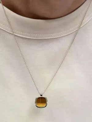 Monica Vinader Tiger's Eye Square Pendant Necklace
