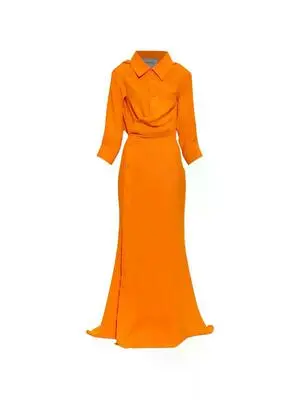 Balenciaga Cady Off-shoulder Maxi Dress With Asymmetrical Wrap And Draped Back
