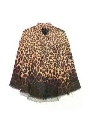R13 Leopard-print Frayed Cotton Shirt - Brown