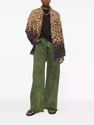R13 Leopard-print Frayed Cotton Shirt