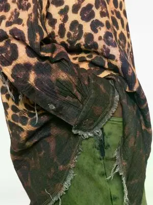 R13 Leopard-print Frayed Cotton Shirt