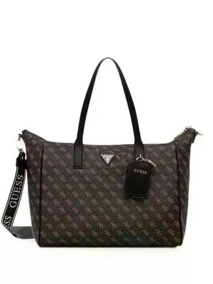 Guess Large Latona Monogram-pattern Tote Bag - Black
