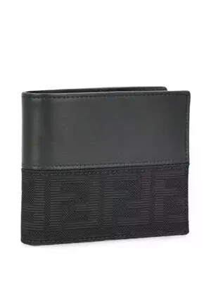Fendi Ff Zucca Jacquard And Leather Bi-fold Wallet