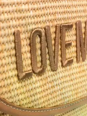 Moschino Embroidered-logo Raffia Shoulder Bag