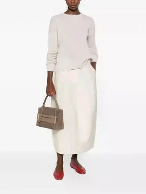 ALLUDE Ribbed-knit Drop-shoulder Cashmere Sweater - Neutrals