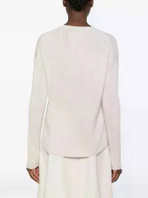 ALLUDE Ribbed-knit Drop-shoulder Cashmere Sweater - Neutrals