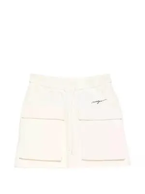 MSGM Cotton Jersey Drawstring Mini Skirt With Cargo Pockets - Neutrals