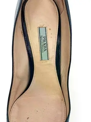 Prada Navy Patent Leather Stiletto Pumps