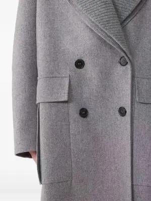 LANVIN Ribbed-collar Double-breasted Coat