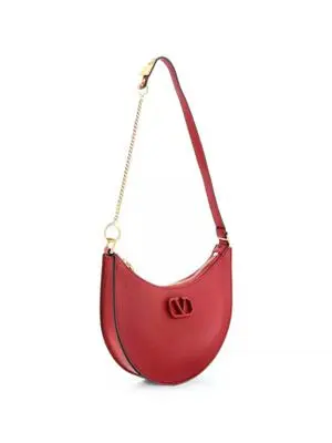 Valentino Garavani Vlogo Leather Mini Hobo Bag - Red