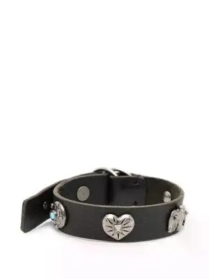 Valentino Garavani Embellished Leather Bracelet - Black