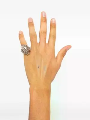 Alexander McQueen Floral-embellished Skull Ring