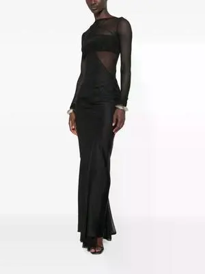 Rick Owens Combo Long-sleeve Maxi Dress - Black