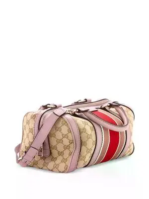 Gucci Vintage Web Boston Bag Gg Canvas Small Satchel