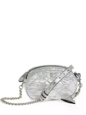 Moschino Teddy-embroidered Quilted Clutch Bag - Silver