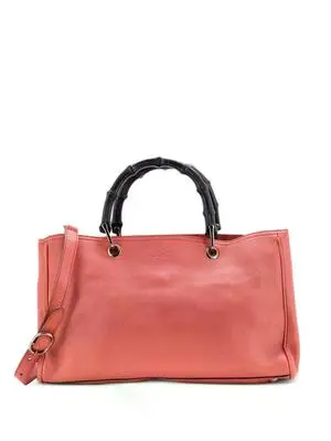 Gucci Bamboo Shopper Leather Medium Tote Bag - Pink