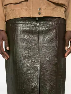 Federica Tosi Crocodile-effect Leather Midi Skirt