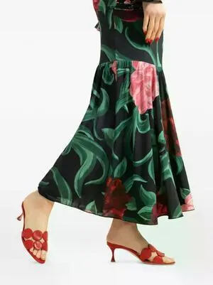 Manolo Blahnik Leather Appliqué Sandals - Red