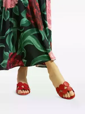 Manolo Blahnik Leather Appliqué Sandals - Red