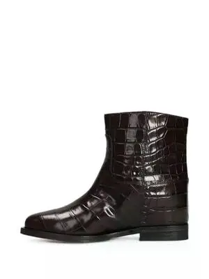 VIA ROMA 15 Croc-effect Internal Wedge-heel Ankle Boots