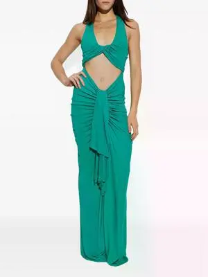 Christopher Esber Vivenda Maxi Draped Cutout Dress - Green