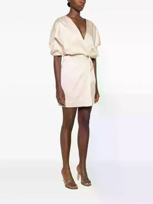 Raquel Diniz Anastasia Button-detail V-neck Mini Dress