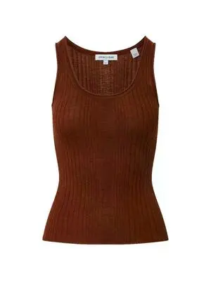 Veronica Beard Birke Ribbed-knit Tank Top - Brown