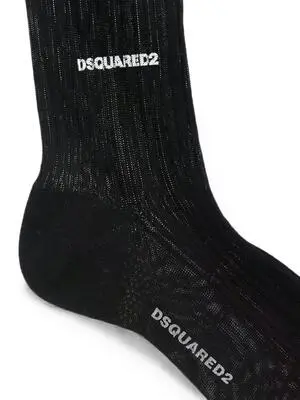 Dsquared2 Ribbed Crew Socks With Logo Print