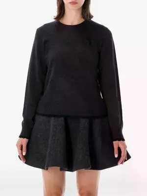 GANNI Logo-patch Crew-neck Sweater - Grey