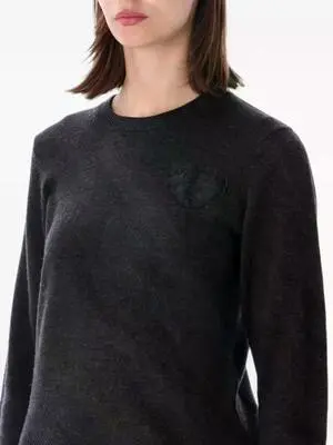 GANNI Logo-patch Crew-neck Sweater