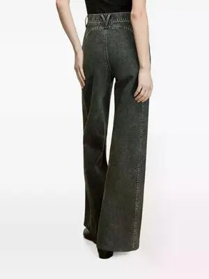 Veronica Beard Grant Stud-embellished Wide-leg Jeans