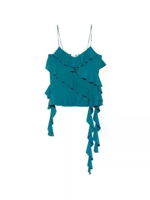 Moschino Ruffled Spaghetti-strap Top - Blue