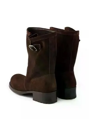 Prada Suede Mid-calf Boots - Brown