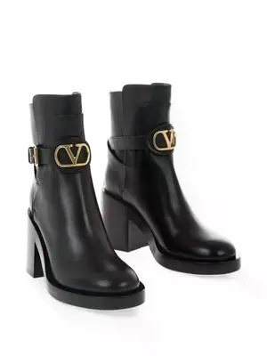 Valentino Garavani Vlogo Signature Leather Ankle Boots - Black