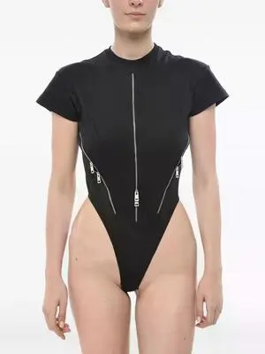 MUGLER Zip-detail Short-sleeve Bodysuit