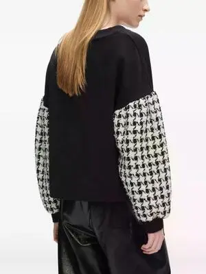 Karl Lagerfeld Bouclé Houndstooth Zip-up Sweatshirt