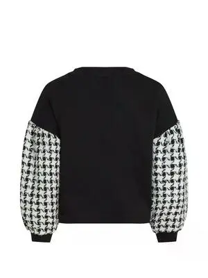Karl Lagerfeld Bouclé Houndstooth Zip-up Sweatshirt