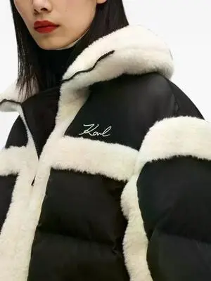 Karl Lagerfeld Puffer Jacket With Faux-shearling Trim