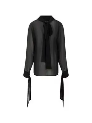 P.a.r.o.s.h Sheer Tie-cuff Blouse - Black