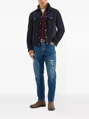 Brunello Cucinelli Cotton English Rib Half-zip Sweater - Red