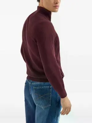 Brunello Cucinelli Cotton English Rib Half-zip Sweater - Red