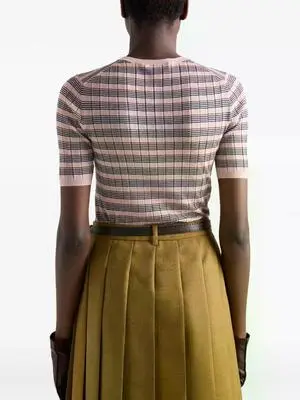 Prada Striped Cashmere And Silk Cropped Sweater