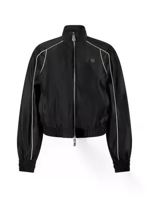 Philipp Plein Laminated Track Jacket With Logo Plaque