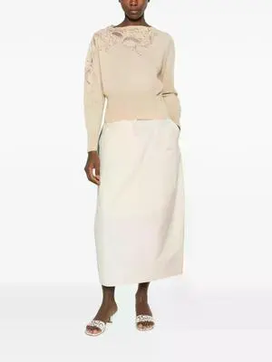 Ermanno Scervino Cashmere Sweater With Sequin And Lace Embellishments