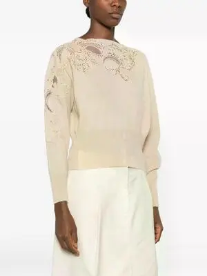 Ermanno Scervino Cashmere Sweater With Sequin And Lace Embellishments