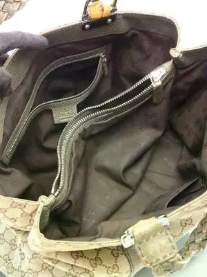 Gucci 2000s Bamboo Gg Canvas Tote Bag